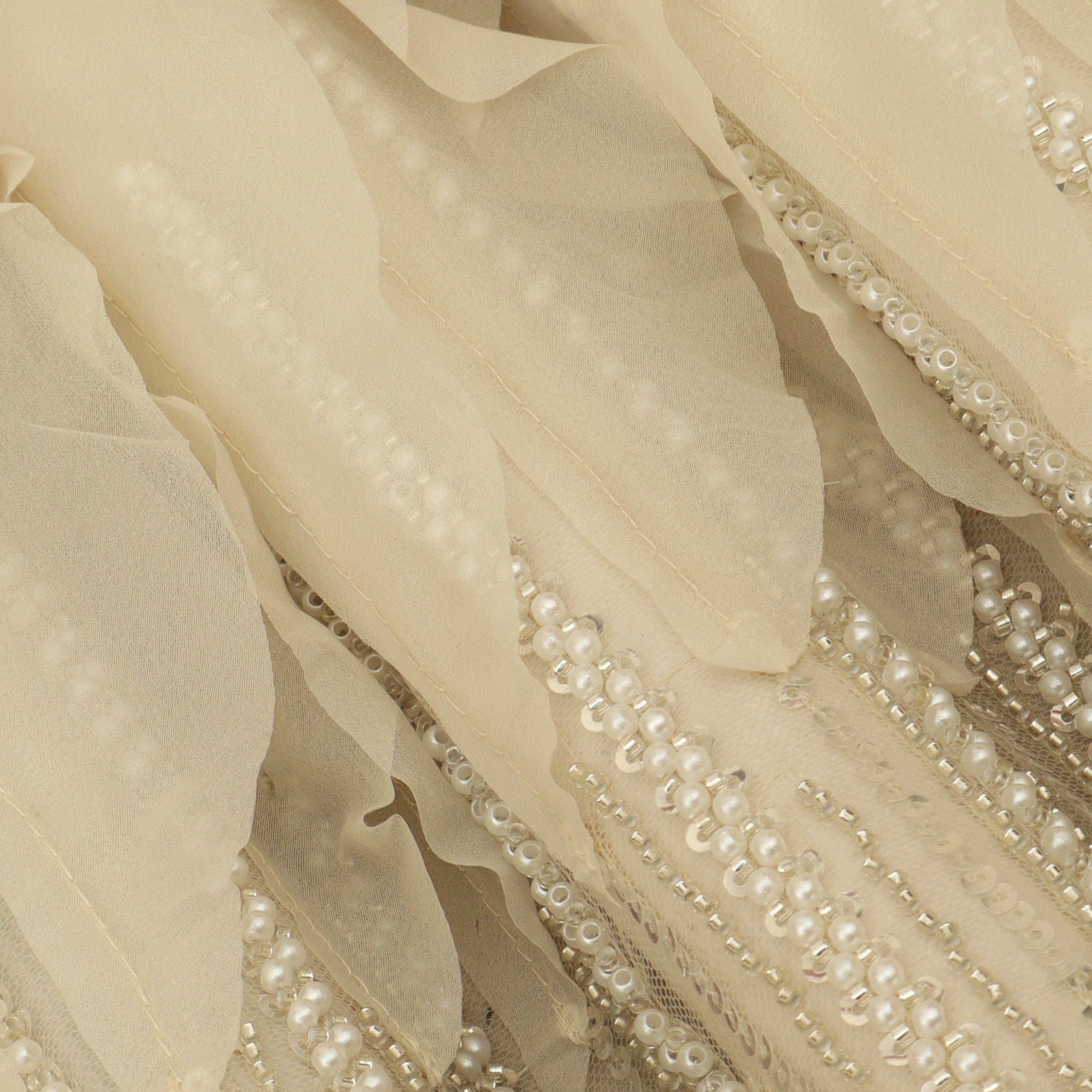 Cream Color Net Sequins Embroidery Fabric – KC Creations