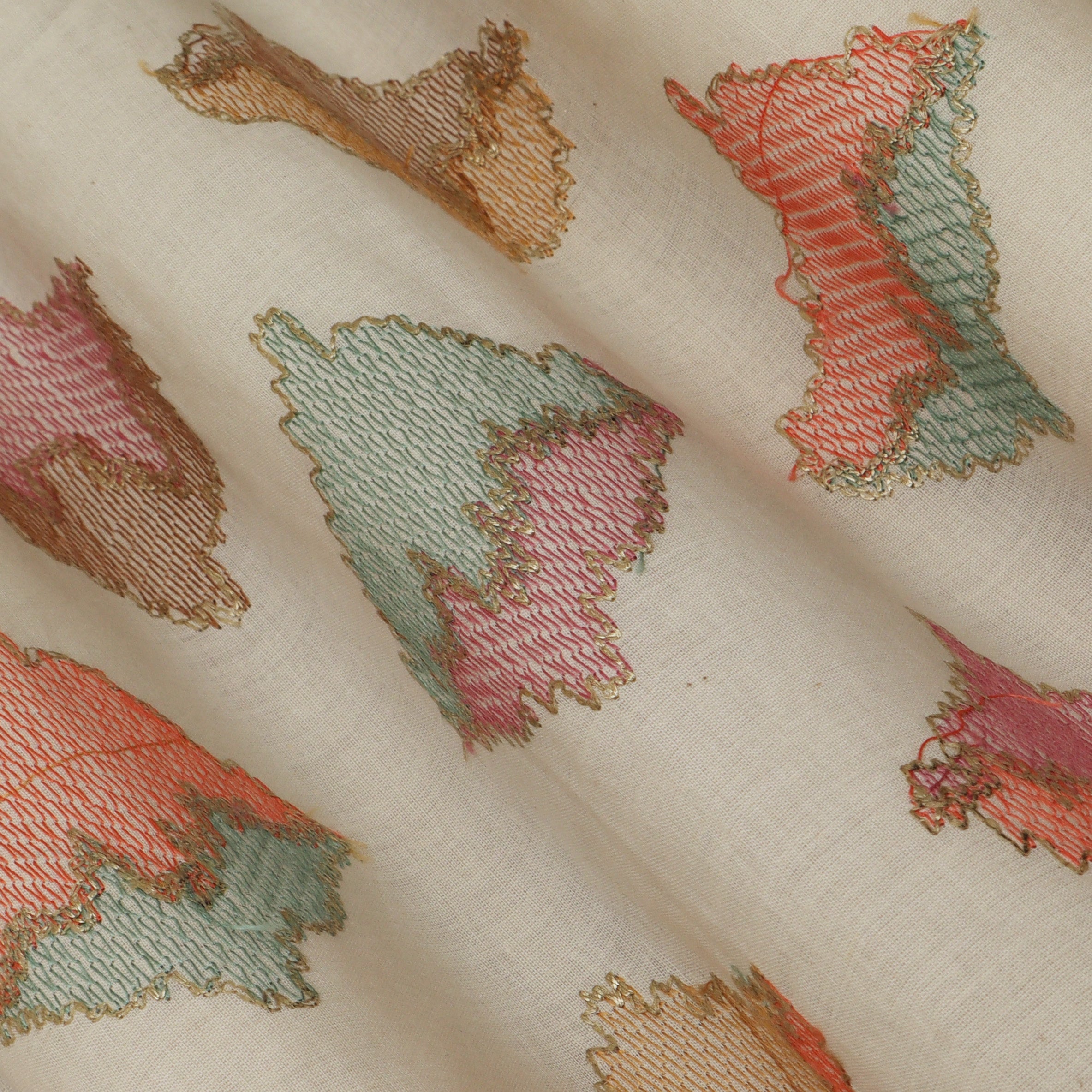 Ivory Color Kora Cotton Embroidery Fabric – KC Creations